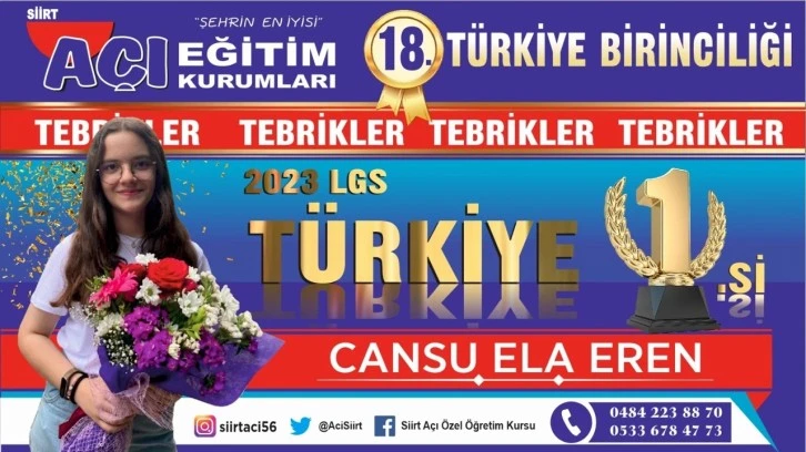Siirt’li Cansu Ela Eren, LGS'de Türkiye Birincisi Oldu - Siirtte Sonsöz